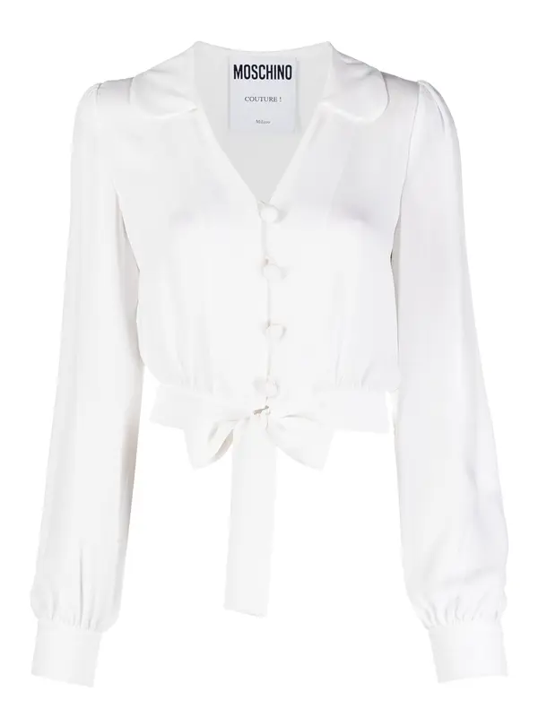 Moschino Cropped Silk Blouse - White