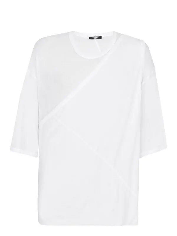 Balmain Gathered-panel Detail T-shirt - White