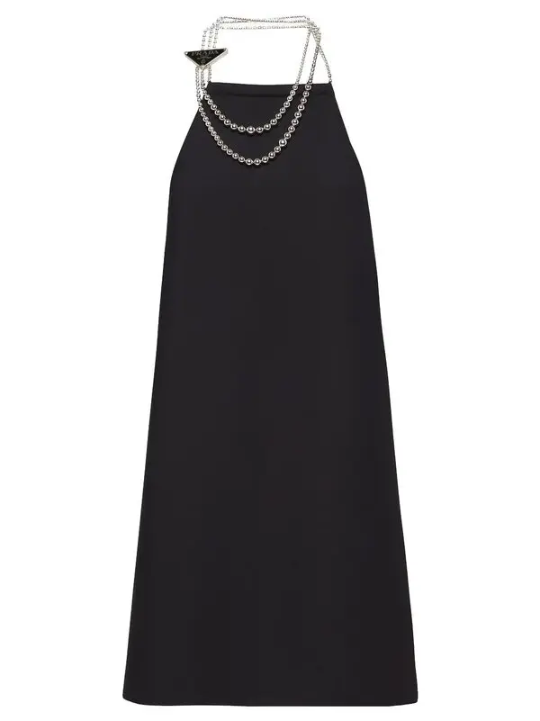 Prada Beaded Halterneck Mini Dress - Black