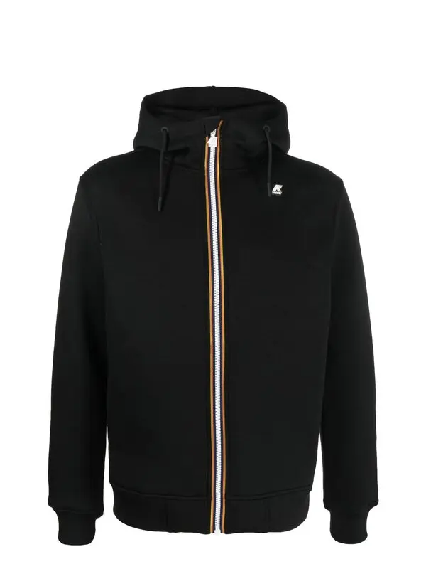 K-WAY Stripe-trim Zip-up Hoodie - Black