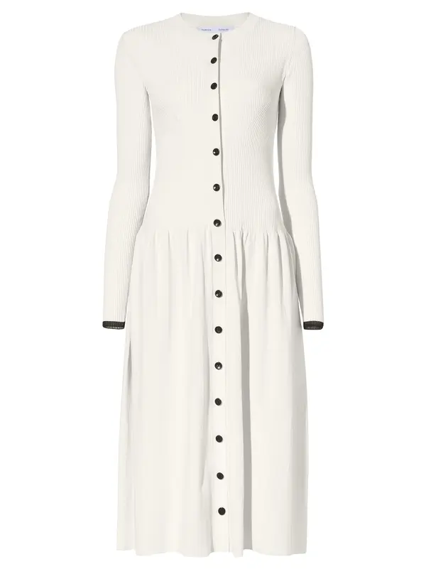 Proenza Schouler White Label Ribbed-knit Button-fastening Dress - Neutrals