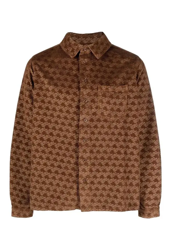 ERL All-over Logo Print Corduroy Shirt - Brown