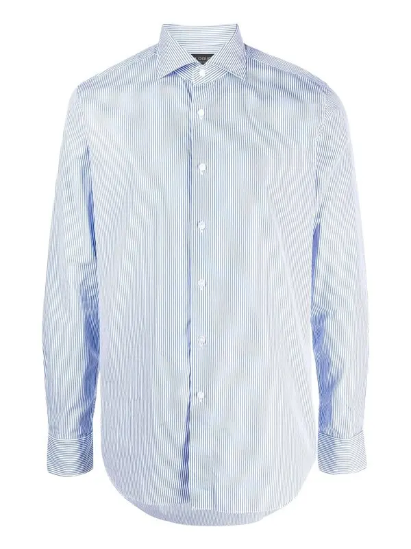 DELL'OGLIO Pinstripe Long-sleeved Shirt - Blue