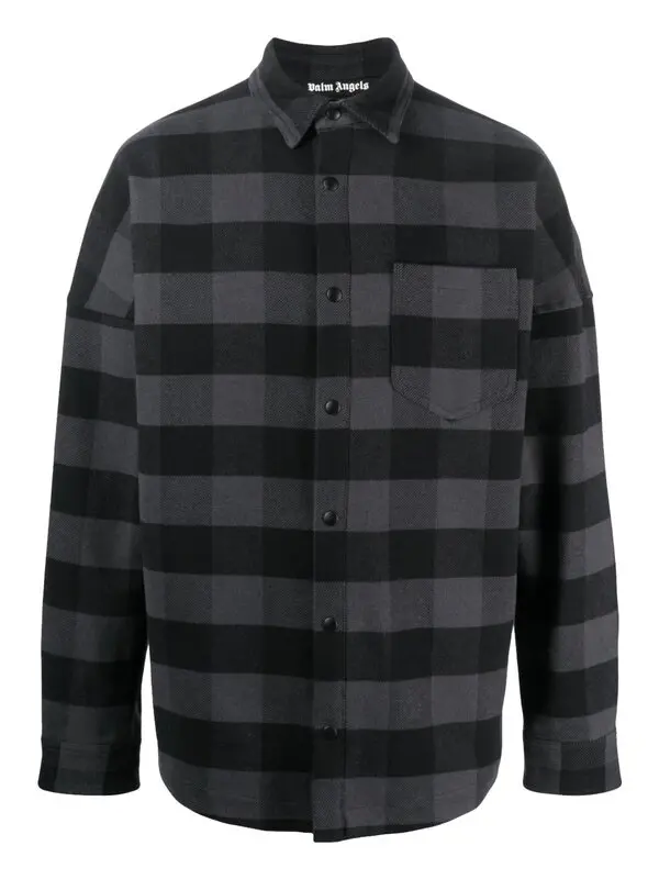 Palm Angels Check-print Cotton Shirt - Black