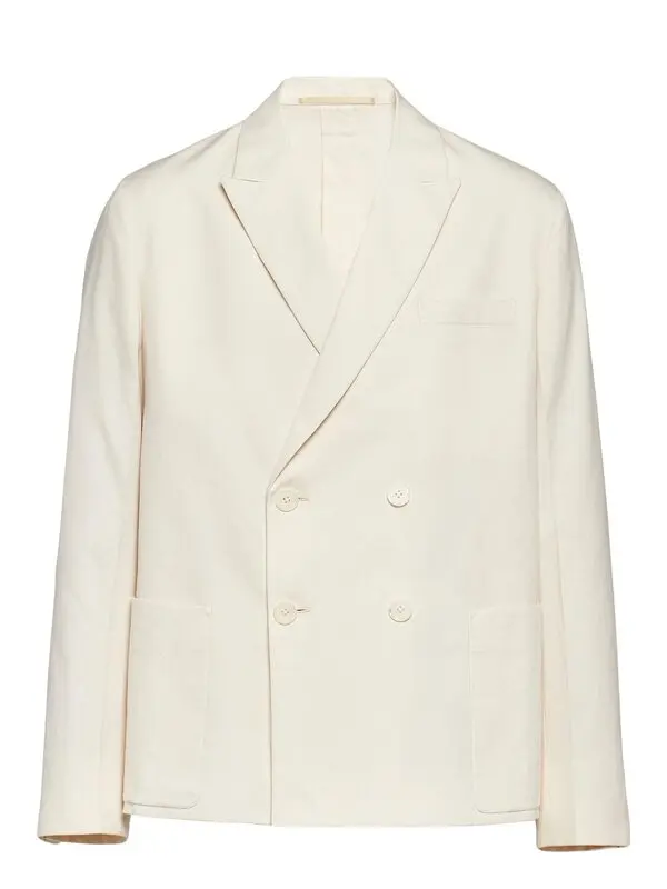 Prada Double-breasted Cotton Jacket - Neutrals