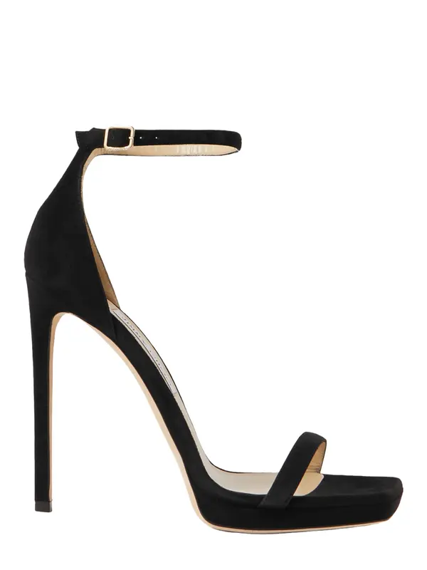 JIMMY CHOO Alva 120 Suede Sandals - Black