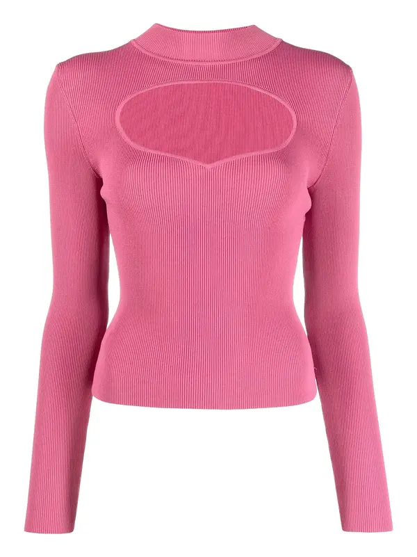 Staud Ribbed-knit Cut-out Jumper - Pink