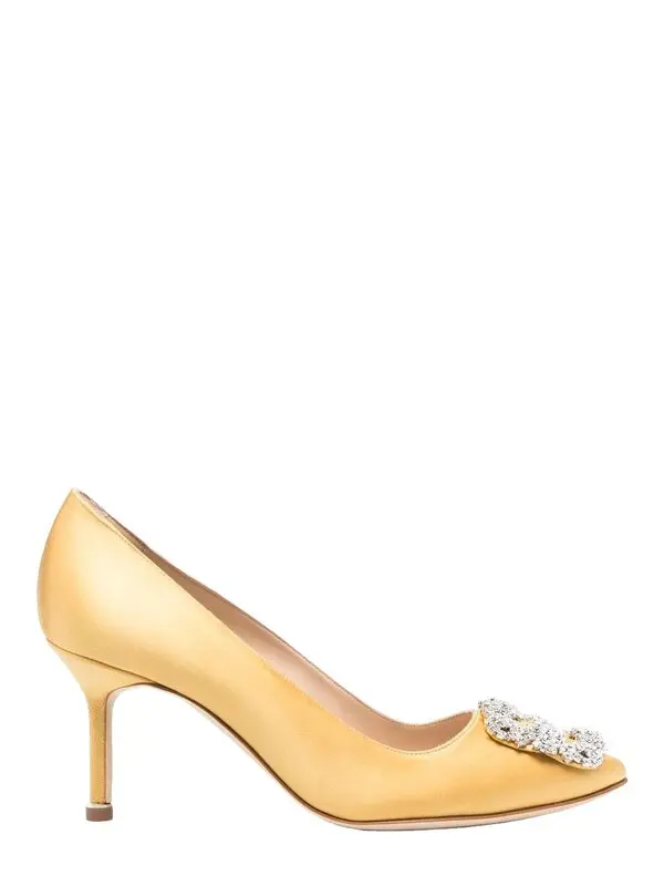 Manolo Blahnik Hangisi 70mm Crystal-buckle Pumps - Yellow