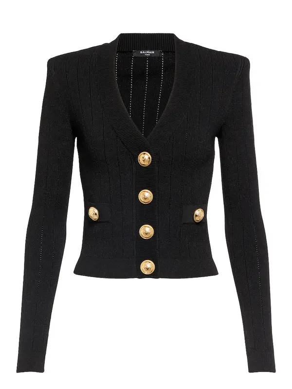Balmain Cropped Cardigan - Black