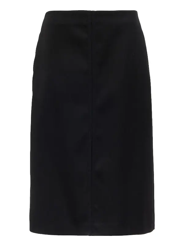 JIL SANDER Virgin Wool Midi Skirt - Black
