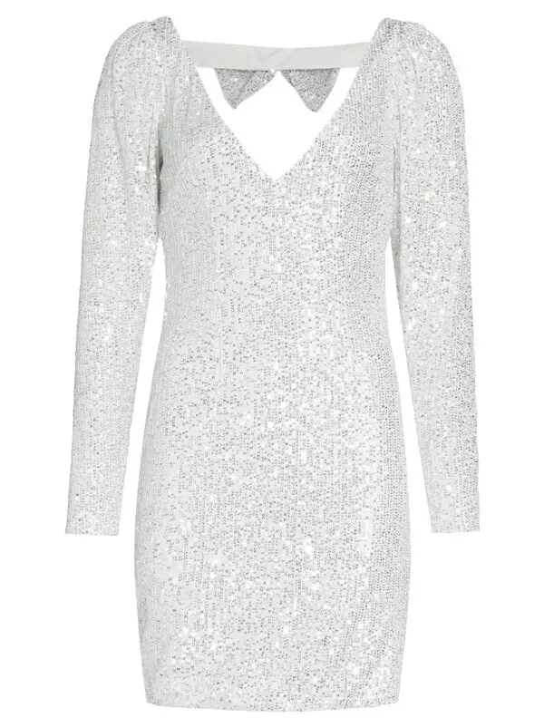 Caroline Constas Sequin Jersey Bow Minidress - White