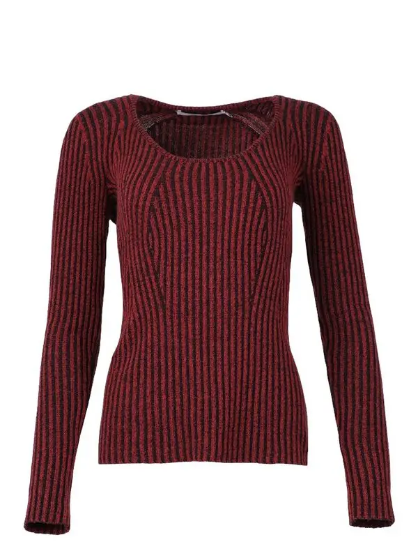 Proenza Schouler White Label Plaited Rib Scoop Neck Sweater - Wine And Black