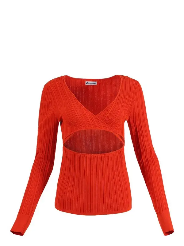 ESTER MANAS Long-sleeve Peephole Top - Red