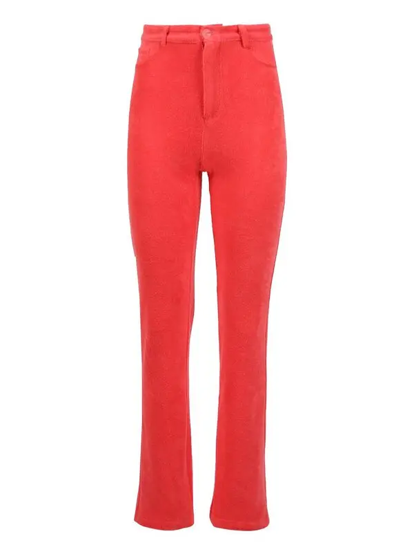 MAISIE WILEN Knitted Mockumentary Flare Jeans - Tomato