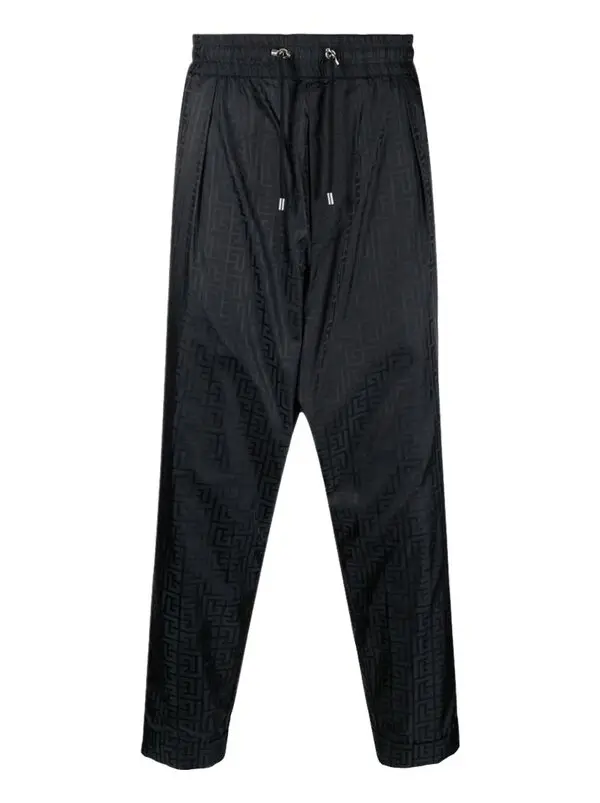 Balmain Monogram Nylon Tapered Pants - Noir Black