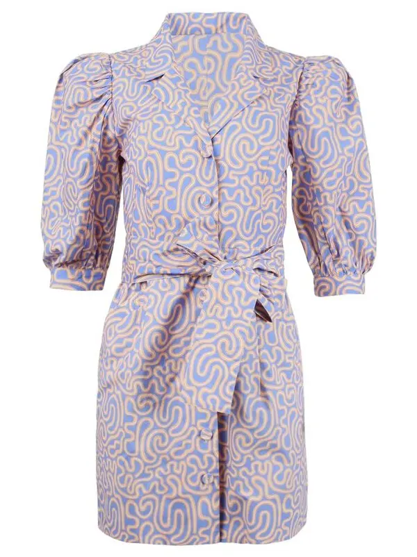 Lhd The Casitas Mini Dress - Blue Squiggle