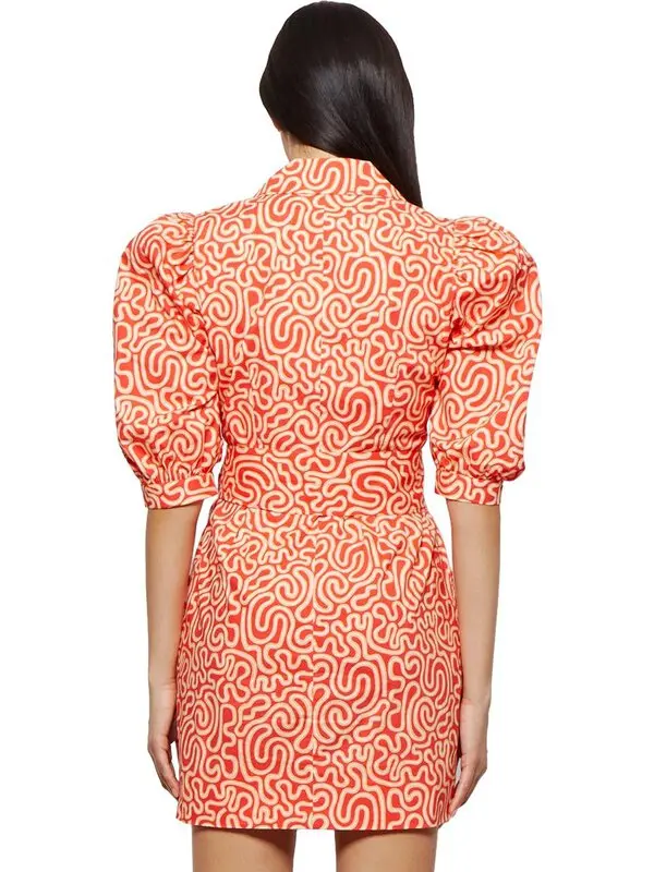 Lhd The Casitas Mini Dress - Orange Squiggle