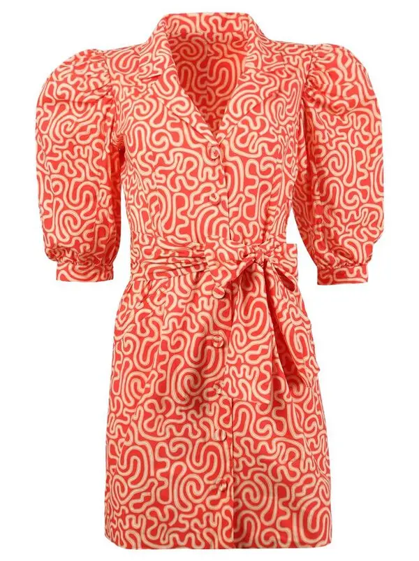 Lhd The Casitas Mini Dress - Orange Squiggle
