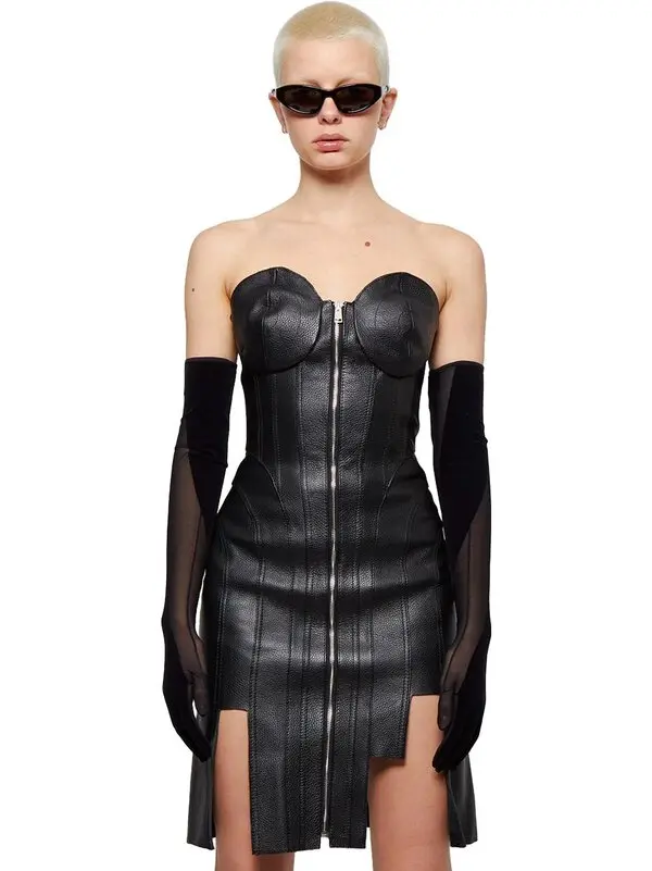 Natasha Zinko Leather Corset Dress - Black