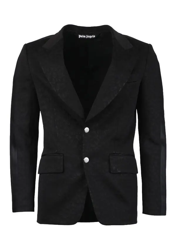 Palm Angels Tonal Leopard Blazer - Black