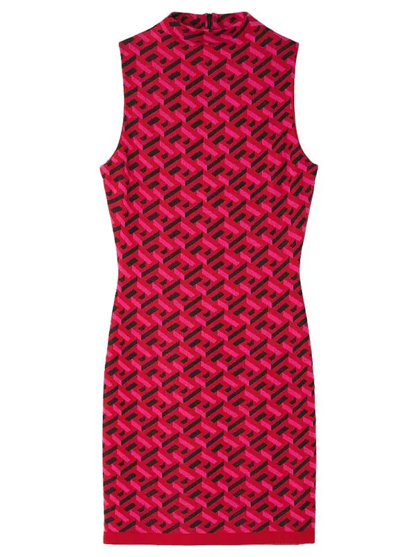 Versace La Greca Jacquard Mini Dress - Parade Red