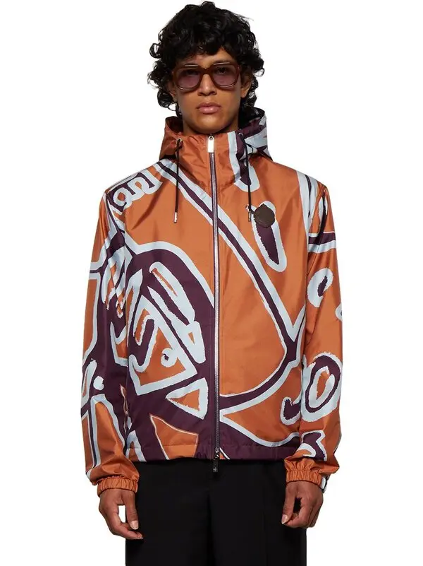 Berluti Tall Neckline Printed Sweatshirt - Clay Orange And Purple