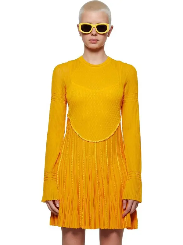 Givenchy Long Sleeve Frills Dress - Golden Yellow