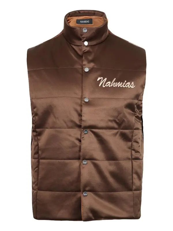 NAHMIAS Summerland Silk Puffer Vest - Brown