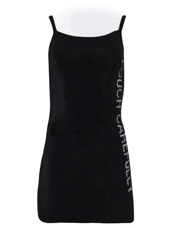 Off-White Quote Fuzzy Mini Dress - Black And White
