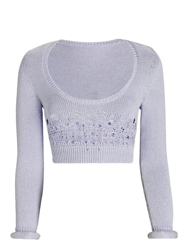 Christopher Esber Crochet Knit Long Sleeve Top - Lilac