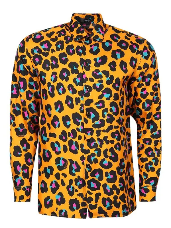 Versace Leopard Print Shirt - Orange