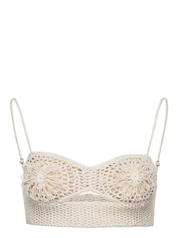 Magda Butrym Flower Cup Crochet Top - Cream