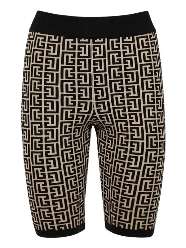 Balmain Monogram Bike Shorts - Black