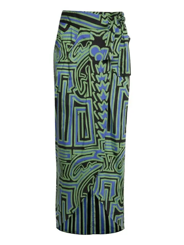 Johanna Ortiz Dialecto Tropical Wrap Skirt - Black