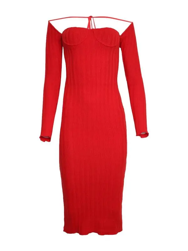 LAQUAN SMITH Off-the-shoulder Midi Dress - Cherry Red