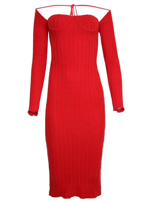 LAQUAN SMITH Off-the-shoulder Midi Dress - Cherry Red