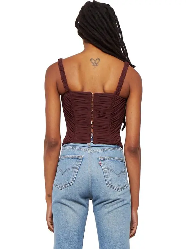 DION LEE Smocked Doric Corset - Oxblood Red