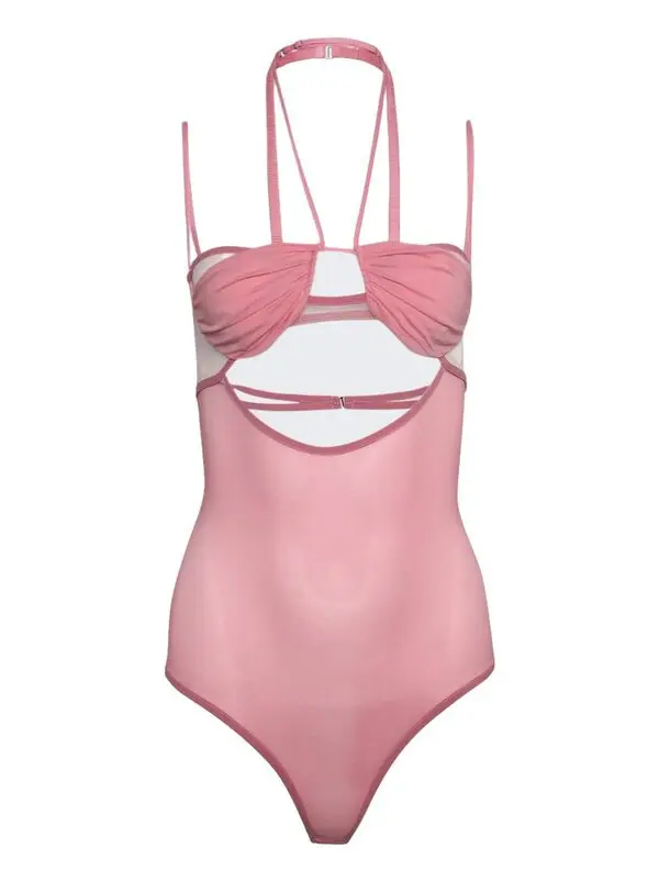 NENSI DOJAKA Draped Double Bra Bodysuit - Blossom Pink
