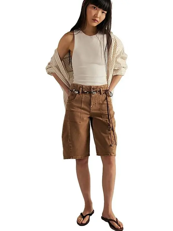 Free People We The Free Extreme Measures Barrel Shorts - Melted Chocolate