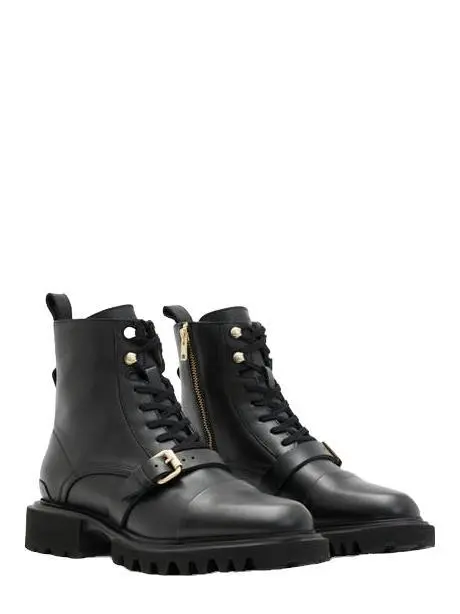 ALLSAINTS Tori Lug Sole Combat Boot - Black/warm Brass