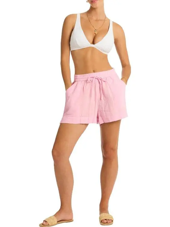 SEA LEVEL Cotton Gauze Cover-up Shorts - Pink
