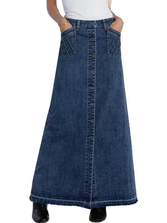 WASH LAB DENIM Royal Maxi Skirt - Imperial Blue
