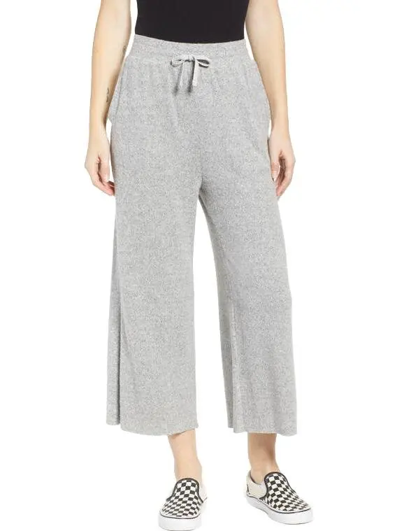 Bp. Knit Cropped Wide-leg Pants - Grey Medium Heather