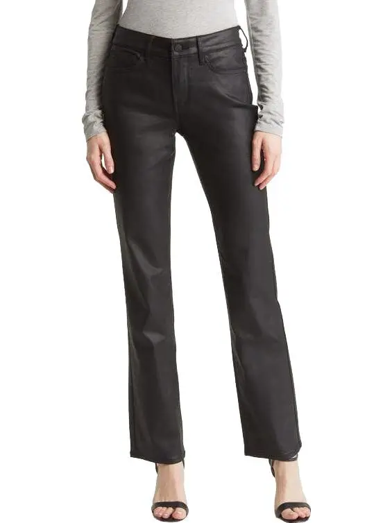 NYDJ Marilyn Coated Straight Leg Jeans - Black Coated