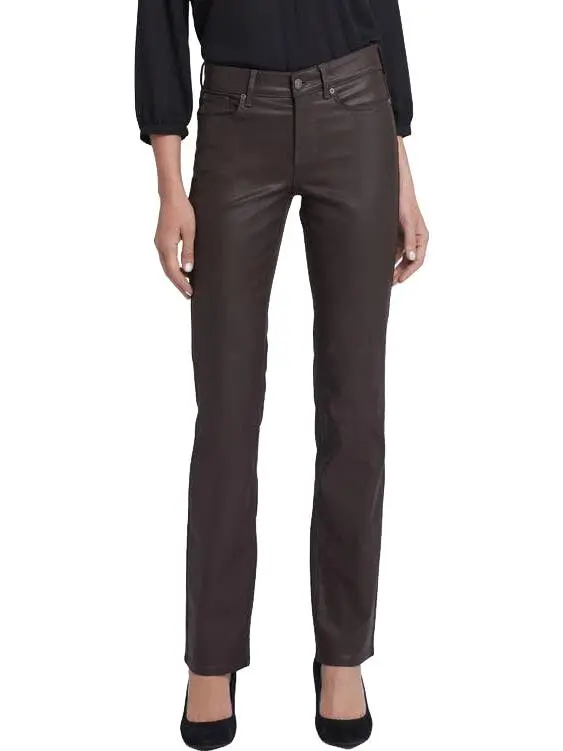 NYDJ Marilyn Coated Straight Leg Jeans - Coffee Bean Coated