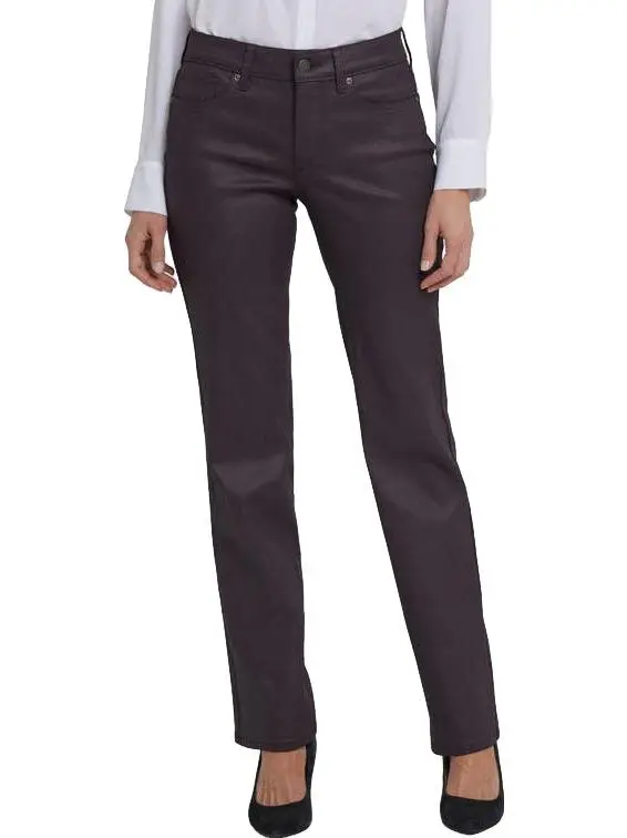 NYDJ Marilyn Coated Straight Leg Jeans - Fig Coated