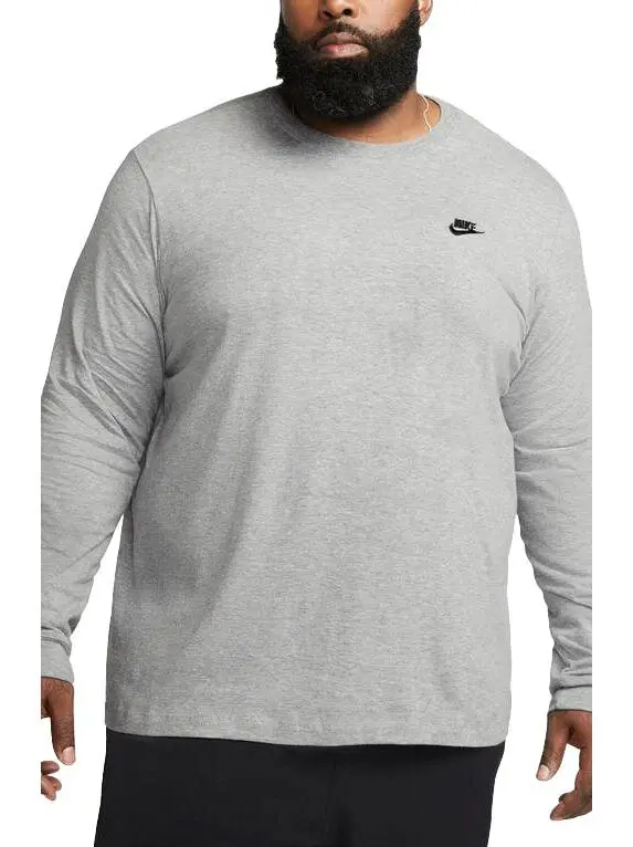 Nike Sportswear Club Long-sleeve T-shirt - Heather Grey/ Black
