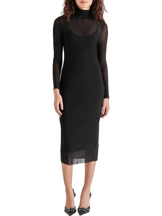 Steve Madden Vivienne Mesh Midi Dress - Black