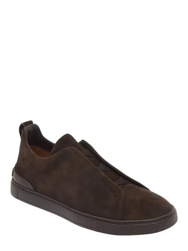 Zegna Triple Stitch Slip-on Sneakers - Brown