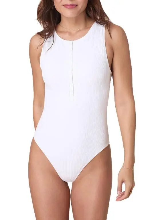 ANDIE Malibu Long Torso Ribbed One-piece Swimsuit - White